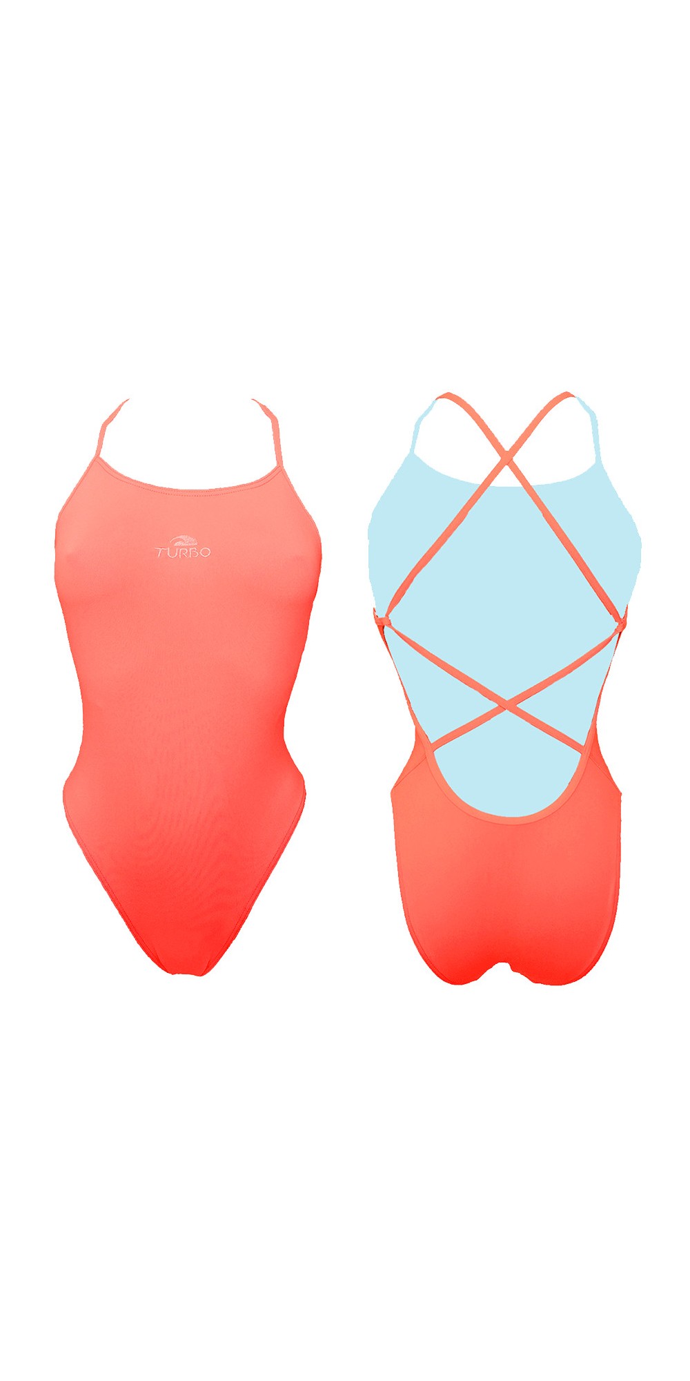 Maillot Natation Turbo Femme Sirène Synchro Fluor Coral